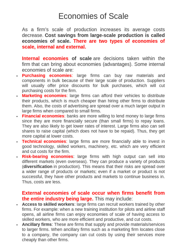 Economies of Scale and Diseconomies of Scale | PDF | Economies Of Scale ...