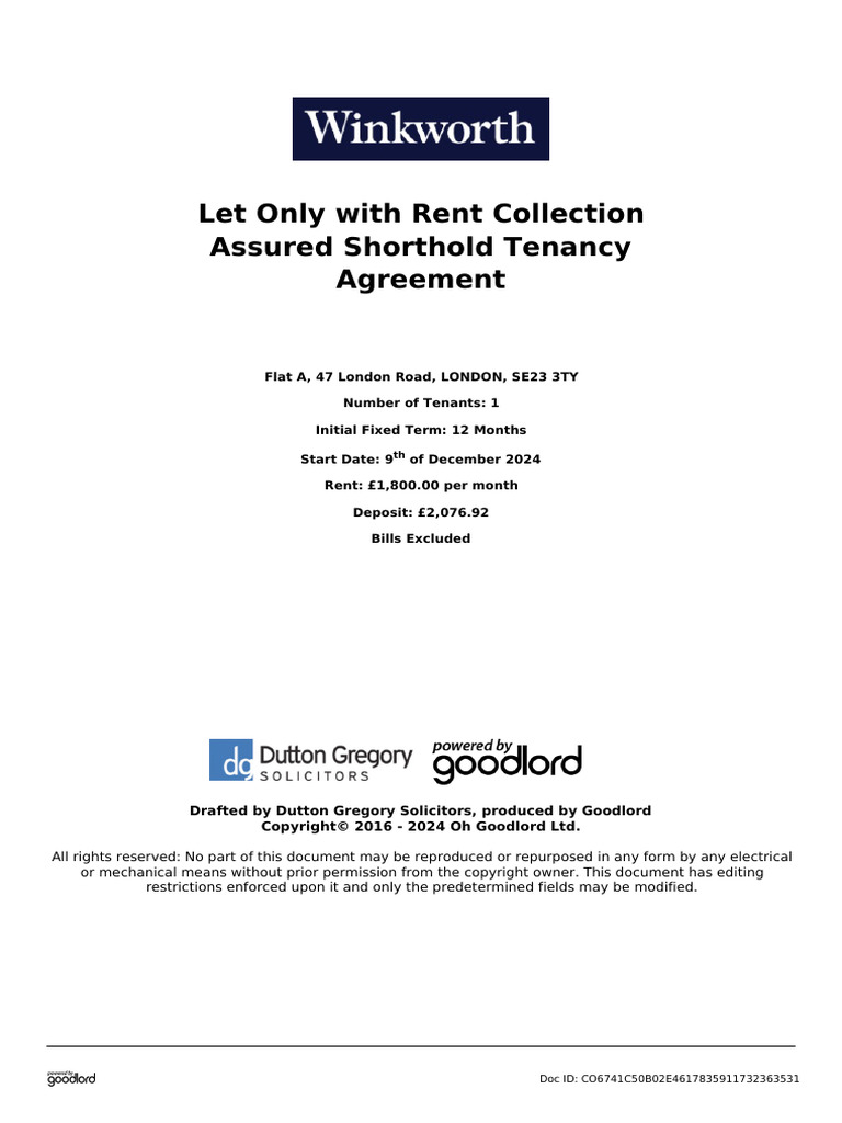 Draft Tenancy Agreement | PDF | Leasehold Estate | Lease