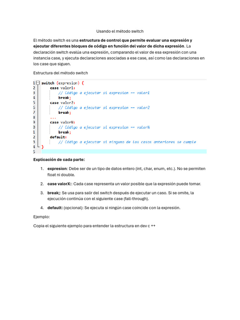 Usando El Método Switch | PDF