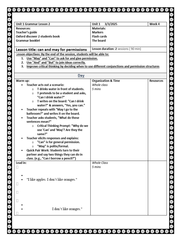 Term 2 Unit 1 Lesson 2 Grammar Lesson Plan | PDF | Grammar | Human ...