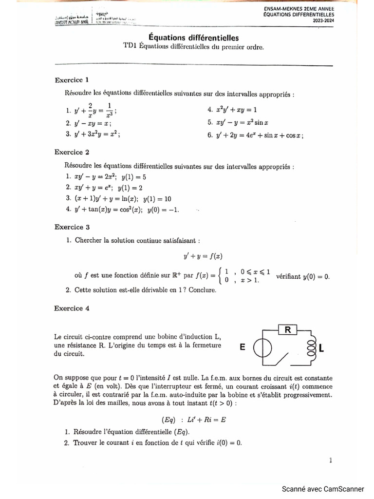 TD1 Équations Différentielles | PDF