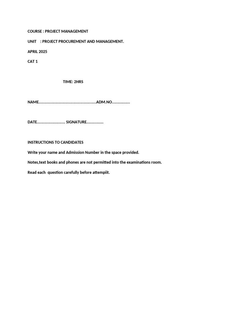 PROJECT PROCUREMENT Cat 1 | PDF