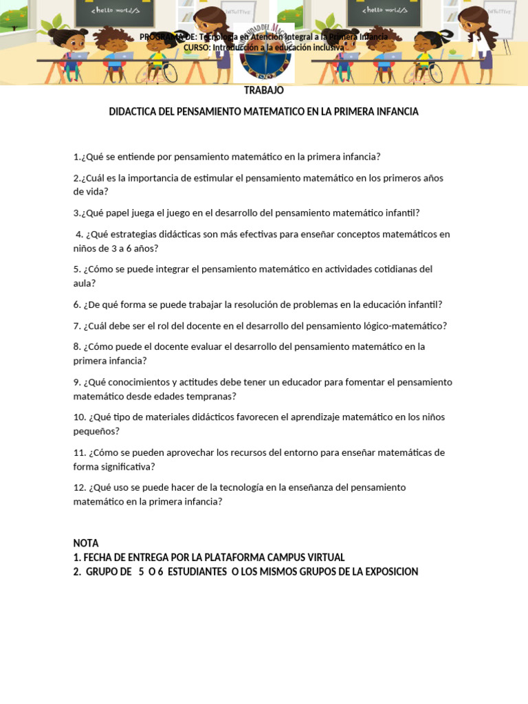 Trabajo de Didactica Del Pensamiento Matematico | PDF