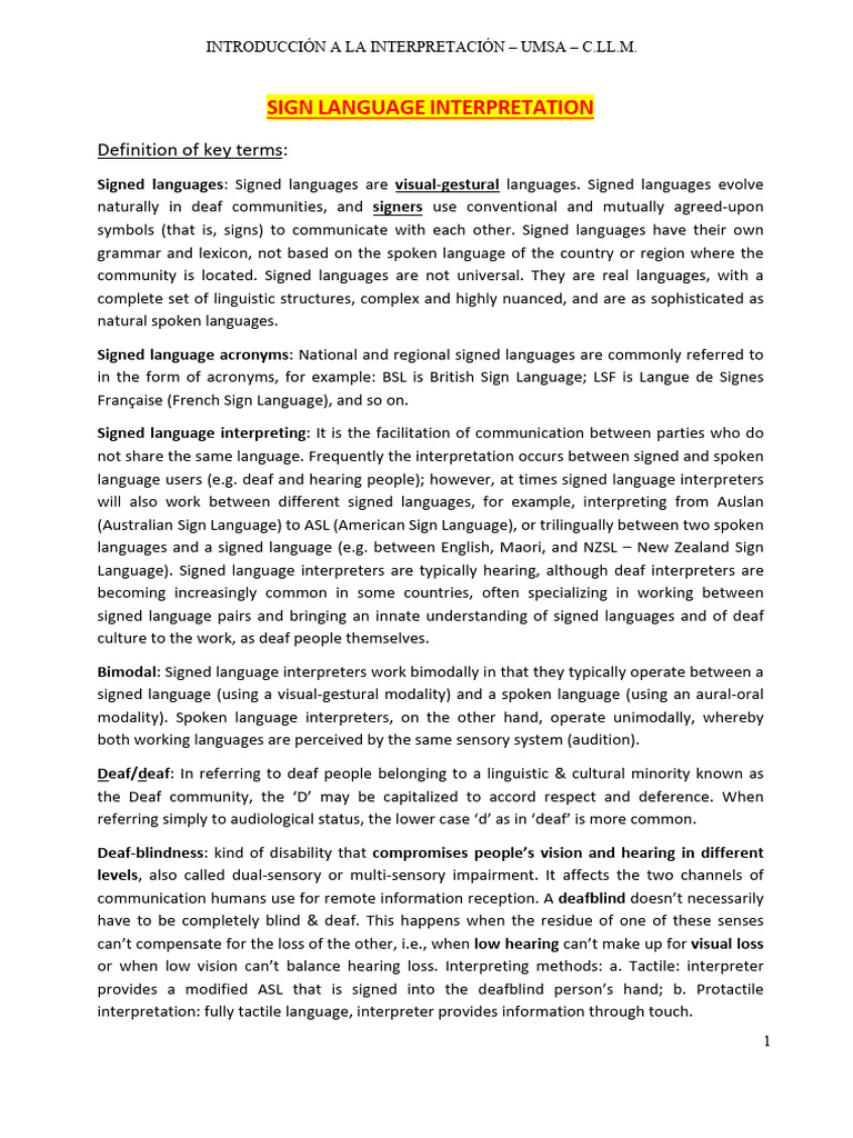Notes 3. SIGN LANGUAGE INTERPRETATION | PDF | Sign Language | American ...