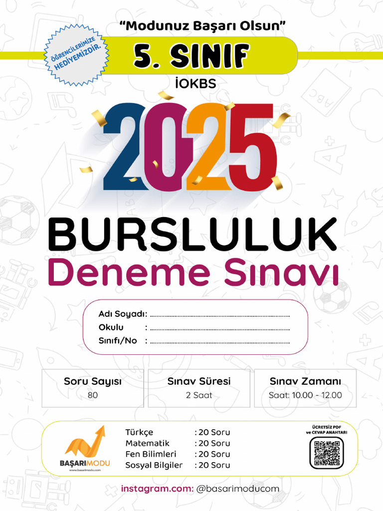 Basari Modu 5. Sinif 2025 Bursluluk Denemesi 1 | PDF