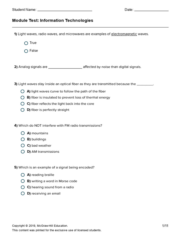 Module+Test Information+Technologies SE | PDF | Transmitter | Radio