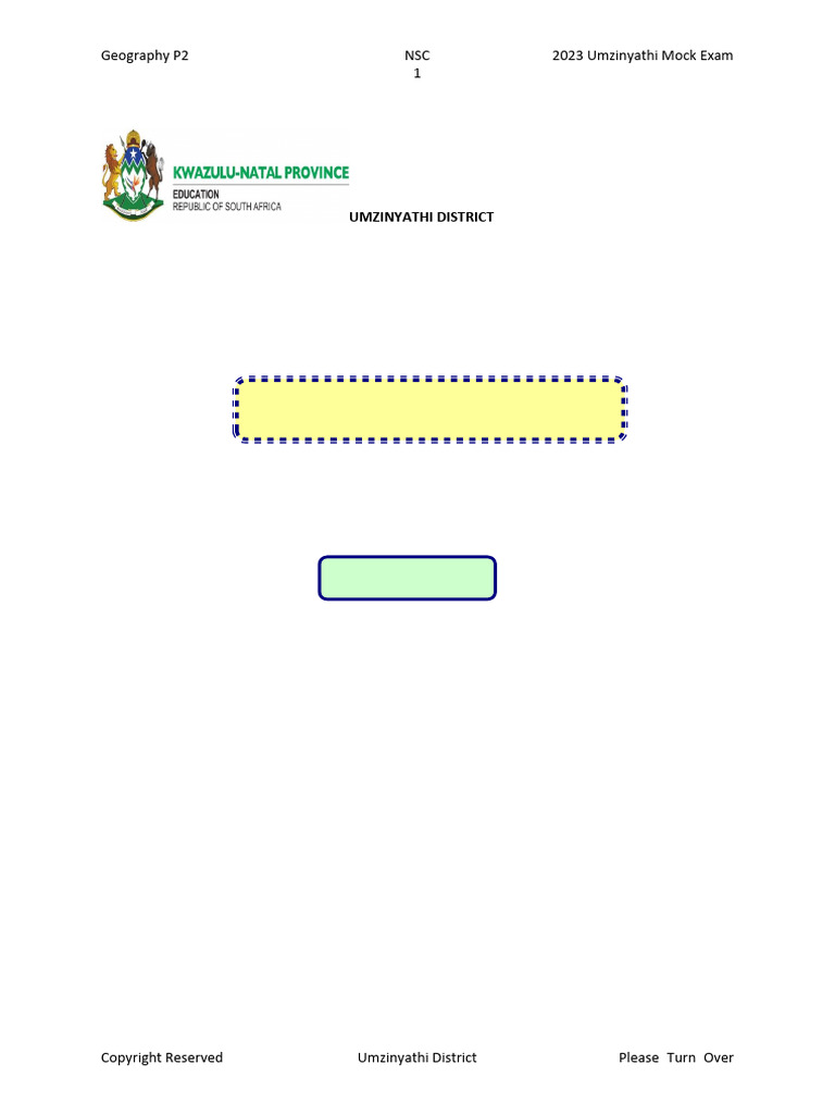 2023 Geography Paper 2 Mock exam | PDF | Mining | Urbanization