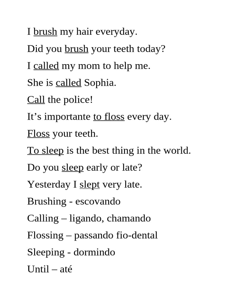 Daily Routines: Hair, Dental Care, Sleep | PDF