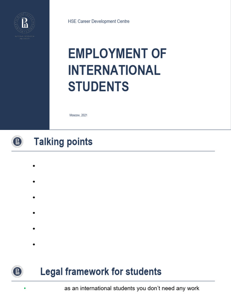 Employment Guide for International Students | PDF