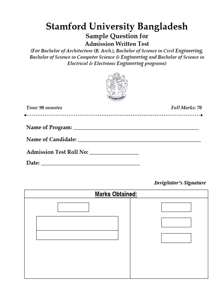 Sample Question For ARC, CEN, CSE EEE | PDF