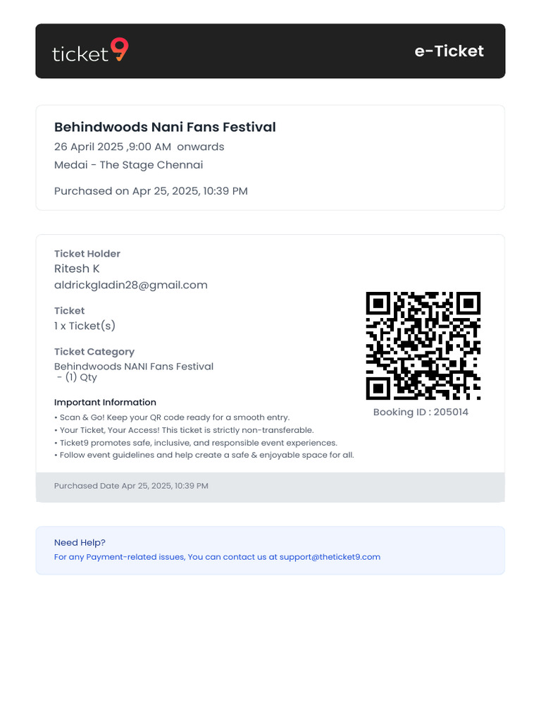 Behindwoods Nani Fans Festival Ticket Pdf