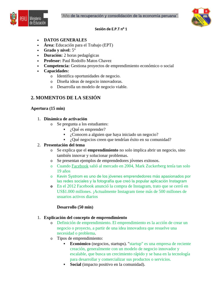Sesión de Ept | PDF | Iniciativa empresarial | Empresa de inicio