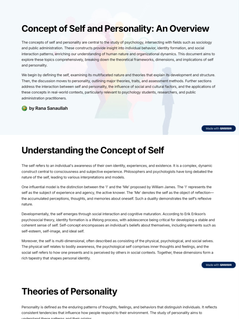 Concept of Self and Personality An Overview | PDF | Self Concept | Identity (Social Science)