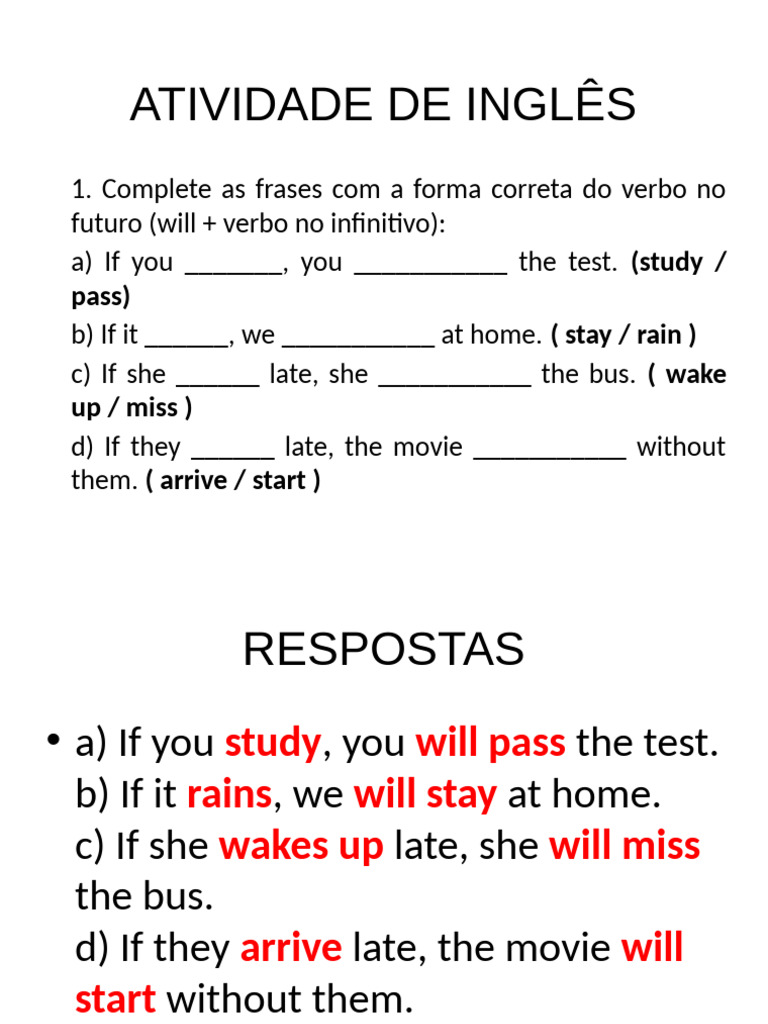 Atividade de Inglês | PDF