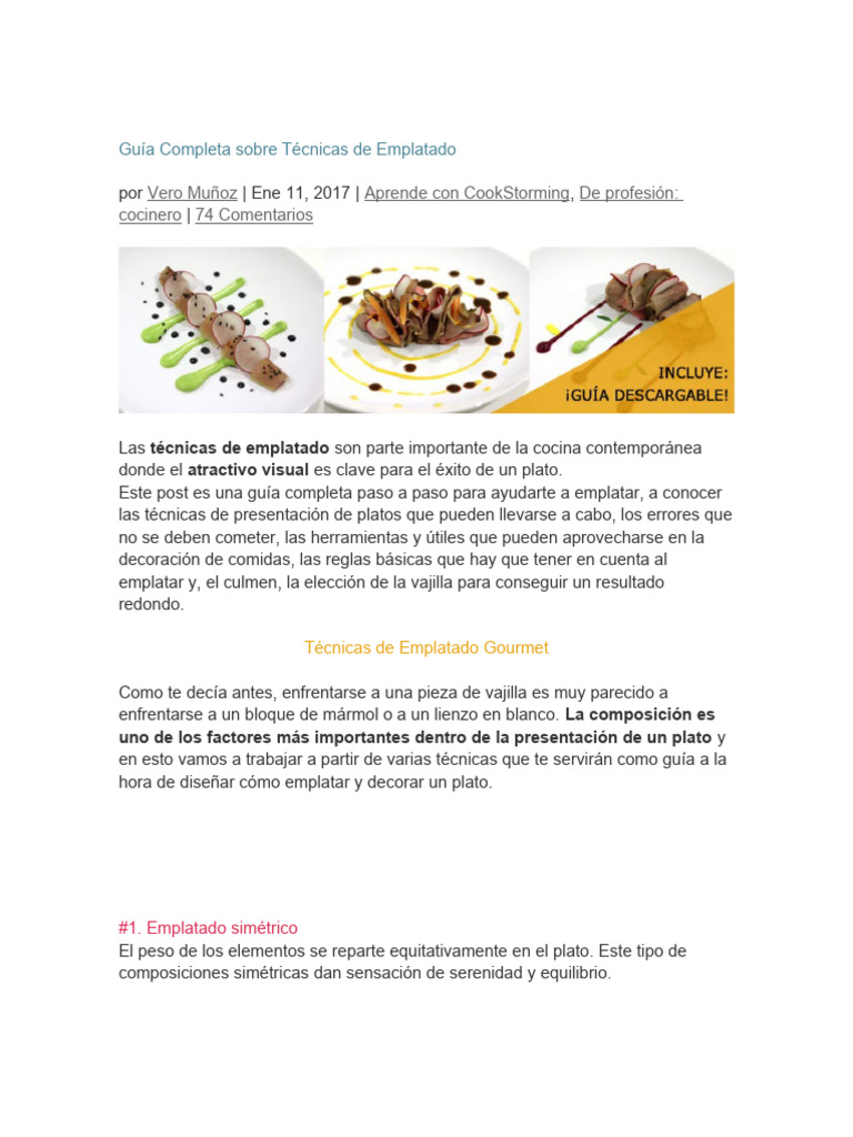 Guia Completa Sobre Tecnicas de Emplatado | PDF | Salsa | Caramelo