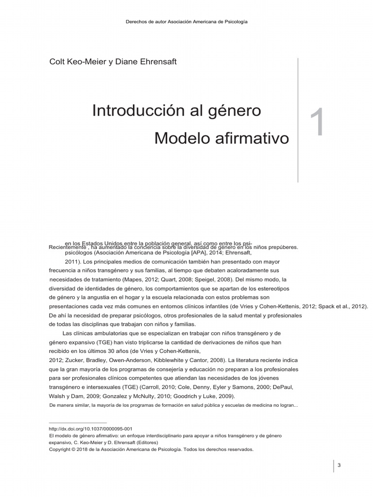 Modelo de La Afirmación de Género-Diane Erhensaft | PDF | Transgénero ...