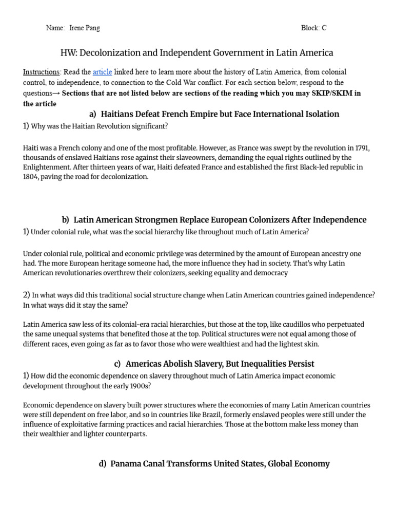 Decolonization and Cold War in Latin America | PDF | Latin America ...