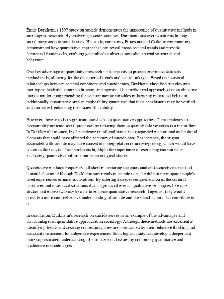 The Advantages and Disadvantages of Quantitative Data | PDF | Quantitative Research | Sociology