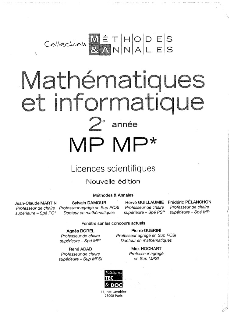 Méthodes Et Annales Maths MP-MP | PDF