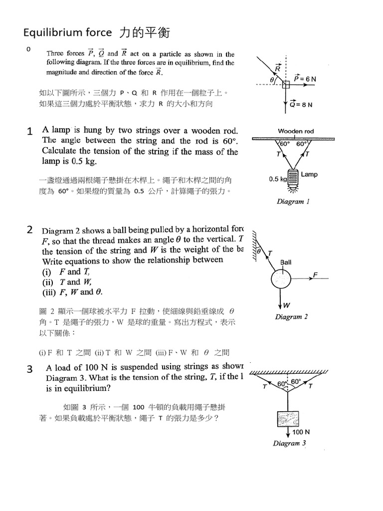 Equilibrium force 力的平衡 | PDF