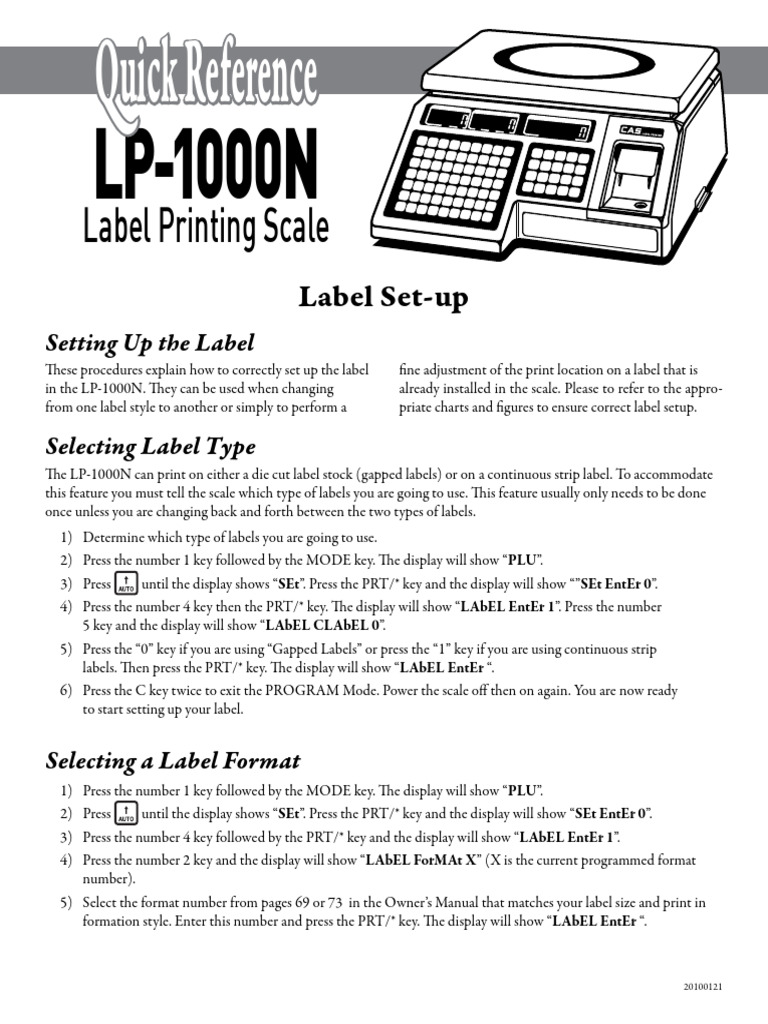 LP-1000 QR Label Set-up | PDF