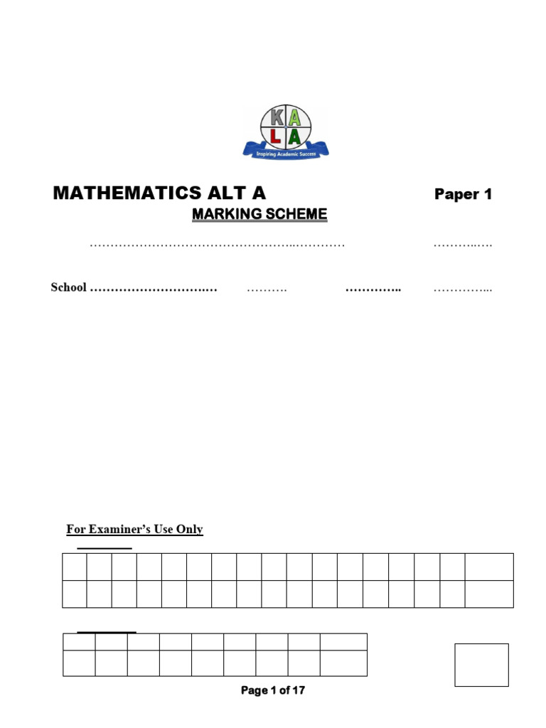 Kala Pp1 2025 Pre-Trial Marking Scheme | PDF | Circle | Sphere