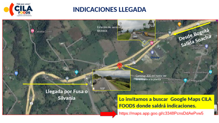 Indicaciones para llegar a CILA Foods | PDF