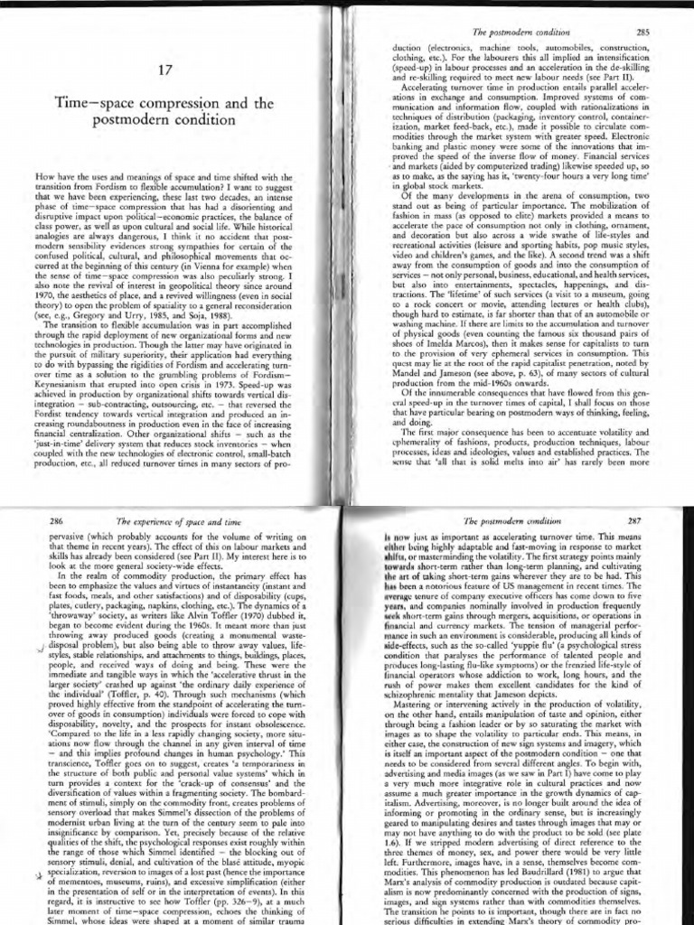 Harvey David Time Space Compression and The Postmodern Condition | PDF ...