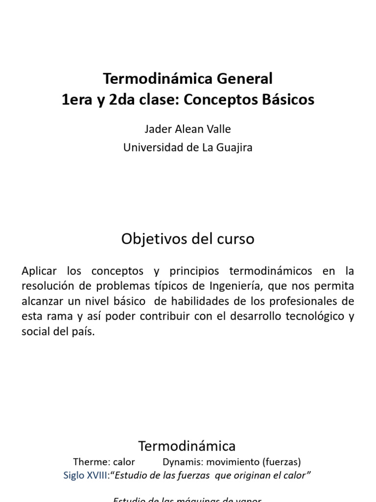 Tres Clases de Curso Termodinamica Jader Alean | PDF | Temperatura | Termómetro