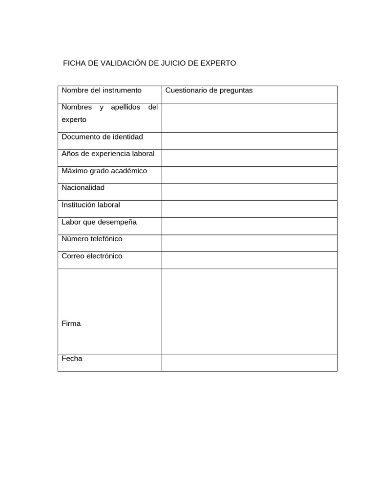 Ficha de Validación de Juicio de Experto | PDF