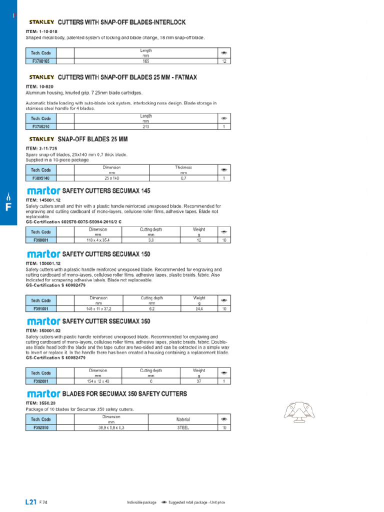 Laminas para X-Atos 25mm Stanley 2-11-725 | PDF