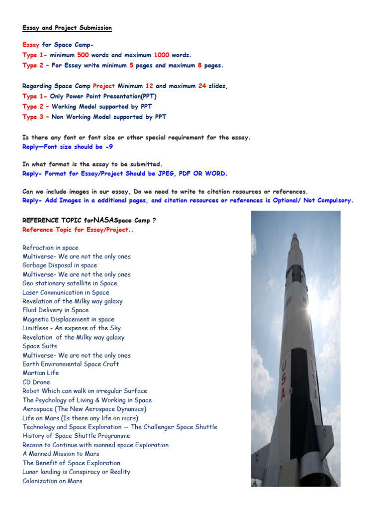 Essay Project Submission | PDF | Outer Space | Space Exploration