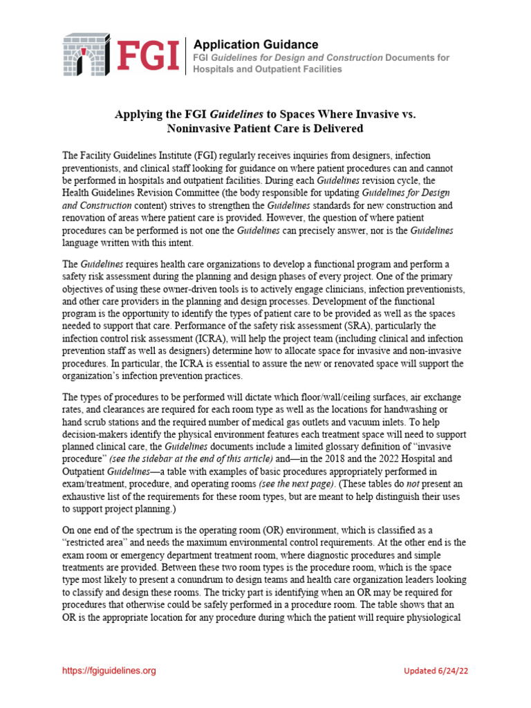 FGI 2022 Guidelines for Hospital Design | PDF | Catheter | Surgery