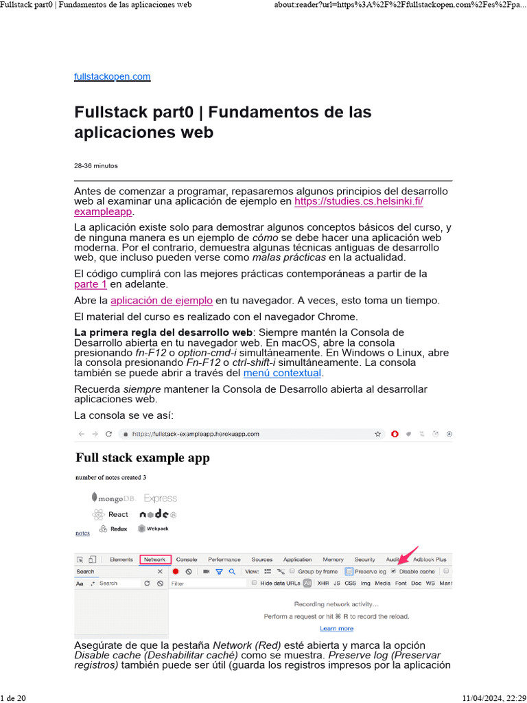 Fullstack Part0 Fundamentos de Las Aplicaciones Web | PDF | Redes | Internet y web