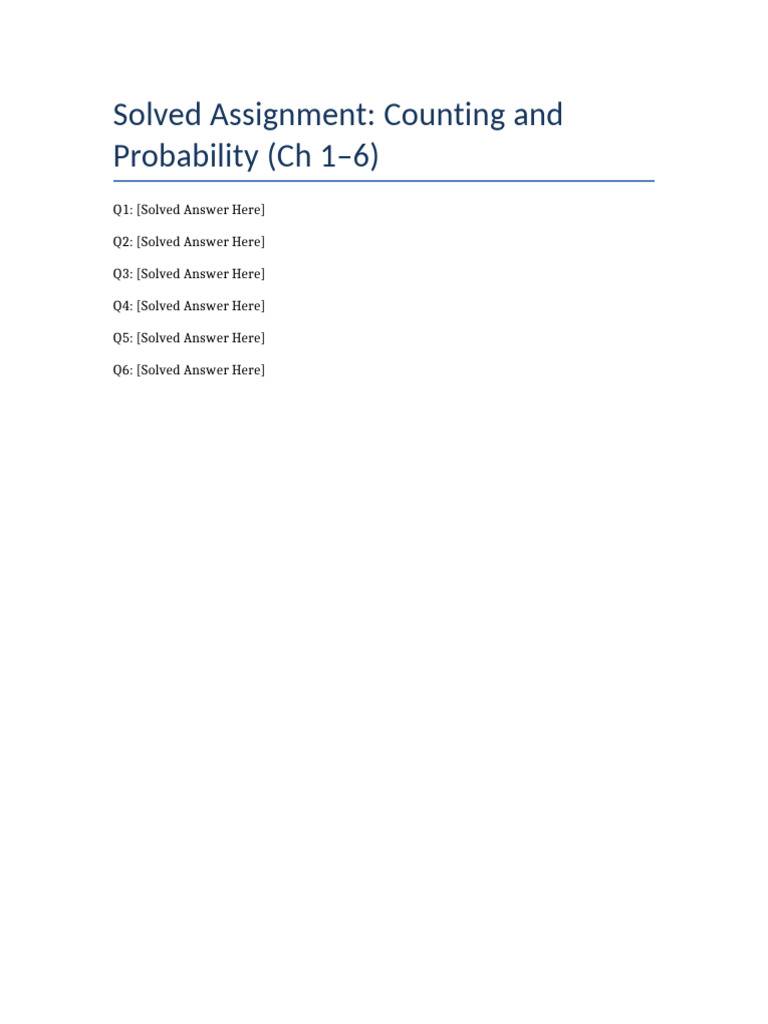 Solved Assignment Ch1 To 6 | PDF