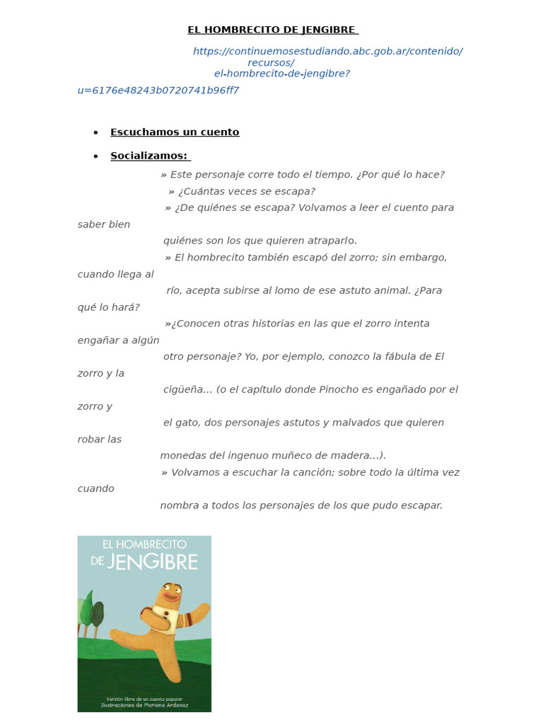 Actividades del Hombrecito de Jengibre | PDF