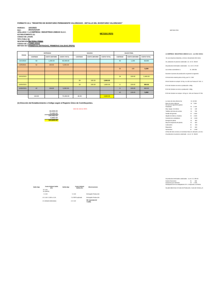 Kardex Psps | PDF | Costo | Estado de resultados