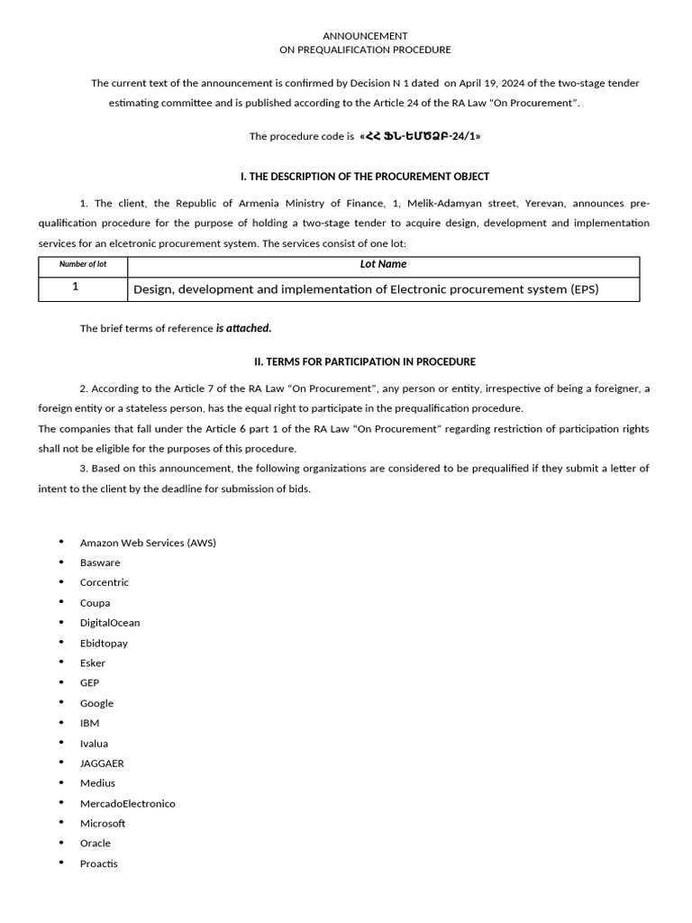 Prequalification Invitation | PDF | Procurement | Business