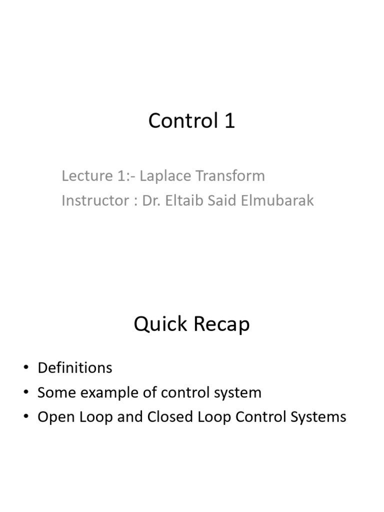 Laplace Transform in Control Systems | PDF | Laplace Transform ...