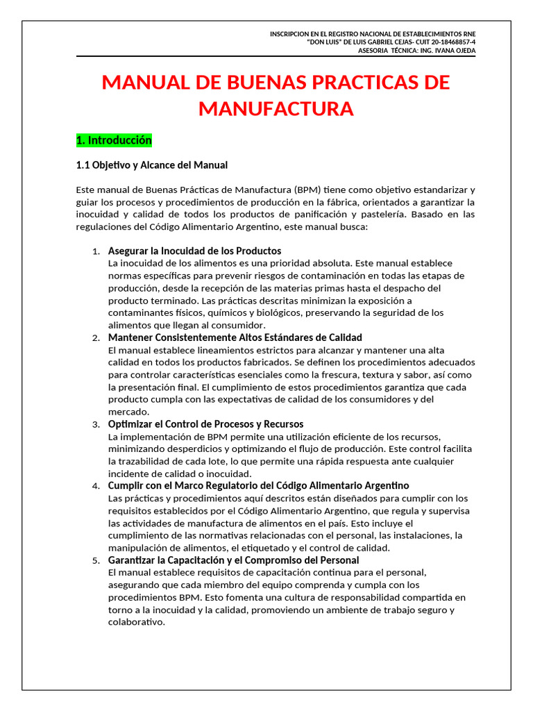 Manual BPM Con Mip | PDF | Calidad (comercial) | Seguridad alimenticia