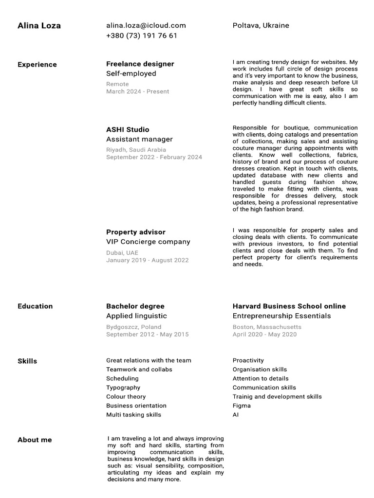 UX_UI Designer Alina Loza | PDF | Cognition