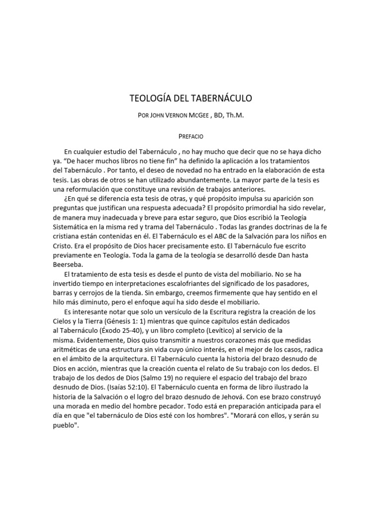 Teología Del Tabernáculo Por J. Vernon McGee | PDF | Cristo (título ...