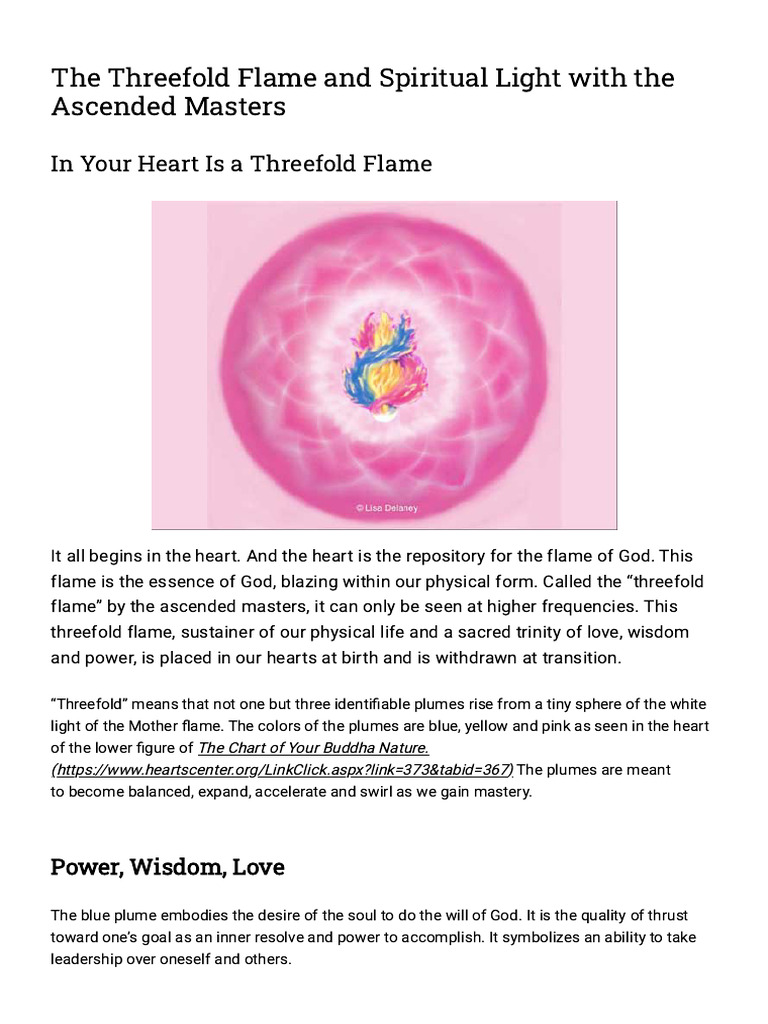 The Threefold Flame and Spiritual Light With The Ascended Master | PDF ...