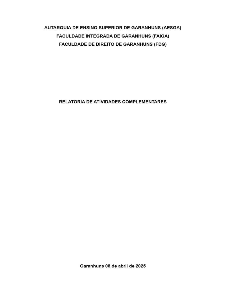 Relatorio Atividade Complementar 08 de Abril | PDF