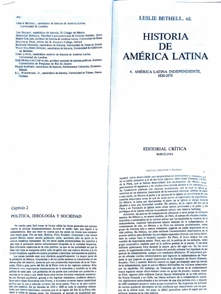 capítulo Leslie Bethel AMÉRICA LATINA INDEPENDIENTe,1820-1870 | PDF