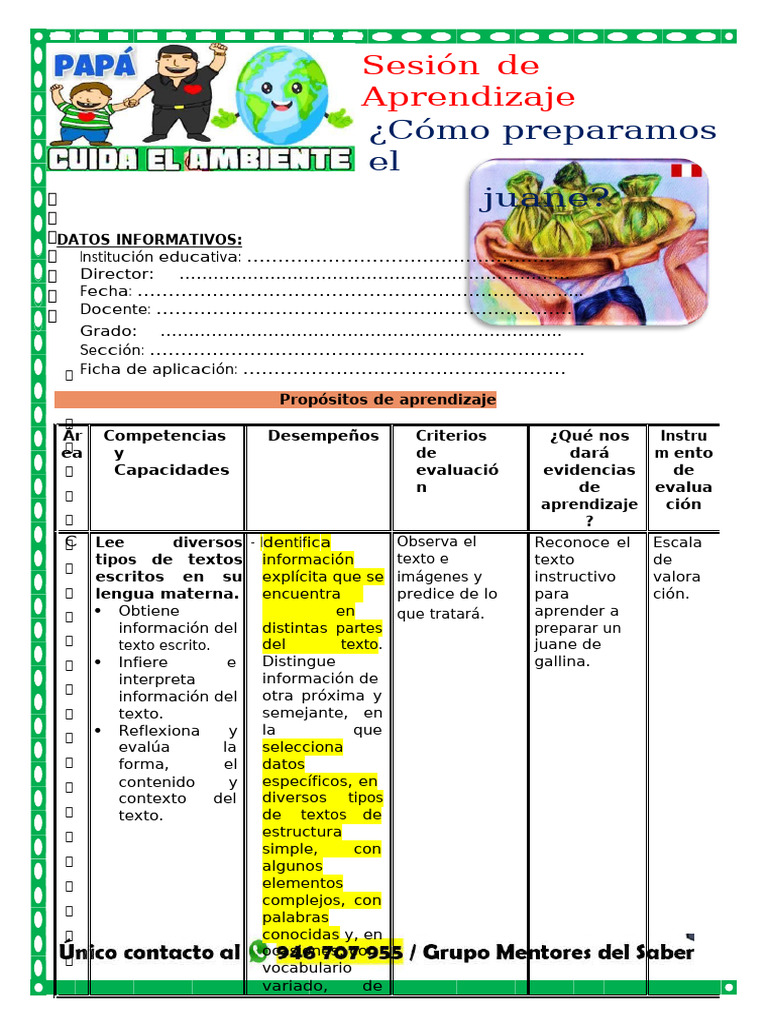 3° Sesión Día 3 Com Cómo Preparamos El Juane - Refuerzo Escolar Unidad ...