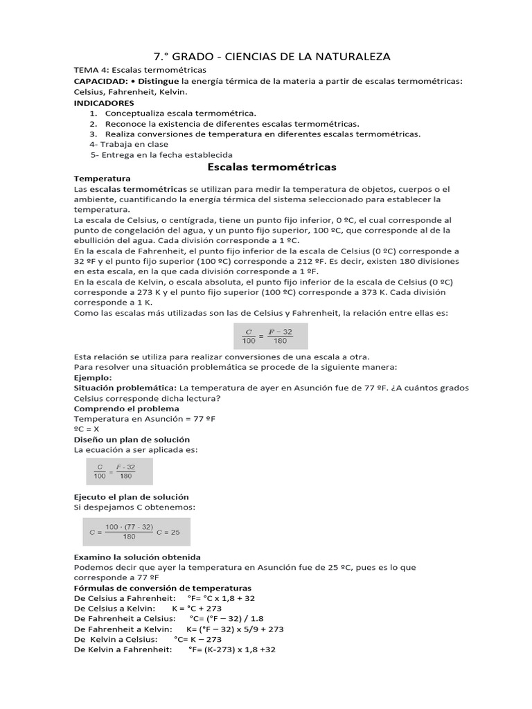 7° Escala Termometrica | PDF | Fahrenheit | Celsius