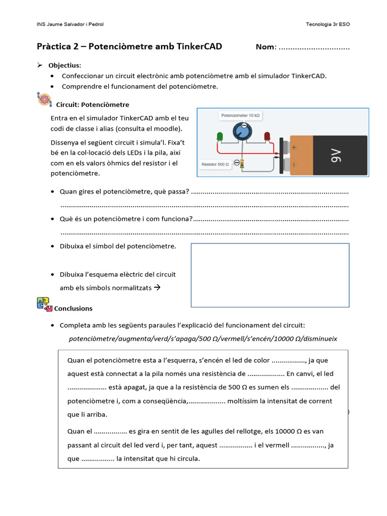 Pract 2-Simulació de Circuits-Potenciòmetre | PDF