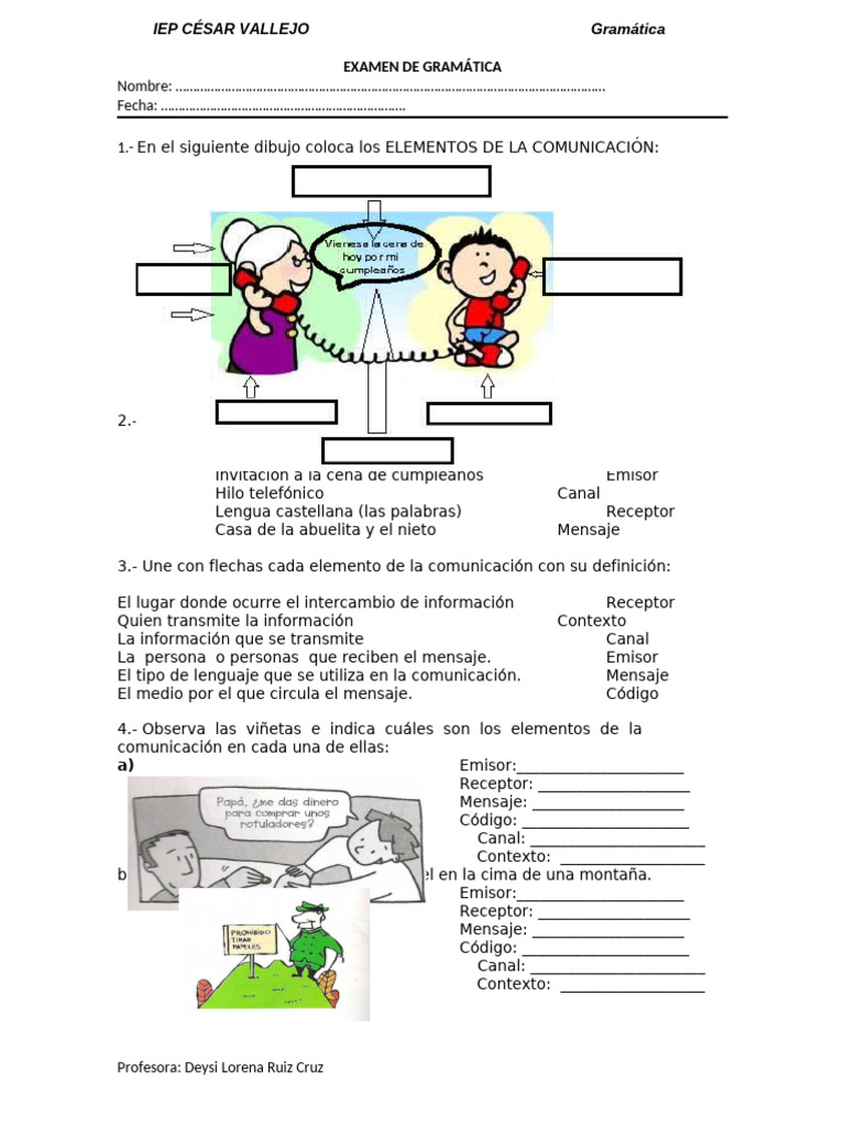 Exámenes de Gramática | PDF | Comunicación | Lingüística