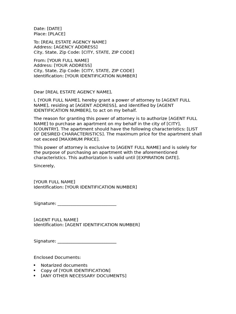 Carta Poder en Ingles para La Compra de Una Propiedad Casa o ...